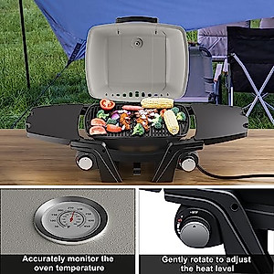 Portable Propane Gas Grill, 2-Burner Portable Gas Grill Small Tabletop Gas Grill, 24000BTU BBQ Outdoor Griddle Gas Grill with Removable Side Tables, Thermometer, Regulator, Gas Hose, White