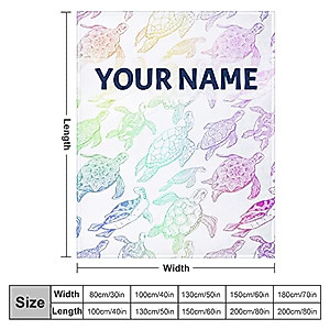 Personalized Sea Turtle Blanket Gifts with Text Name, 40"x50" Turtle Flannel Fleece Throw Blanket Soft, Lightweight, Comfortable, Warm Sea Turtle Themed Blanket for Kids Adults