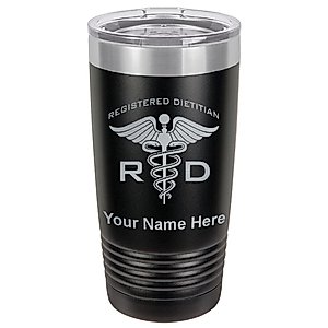 LaserGram 20oz Vacuum Insulated Tumbler Mug, RD Registered Dietitian, Personalized Engraving Included (Black)