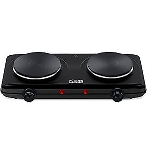 CUKOR Electric Hot Plate, 1800W Countertop Burner, Dual Electric Stove, Portabel Electric Cooktop,Portabel Double Burner for Cooking