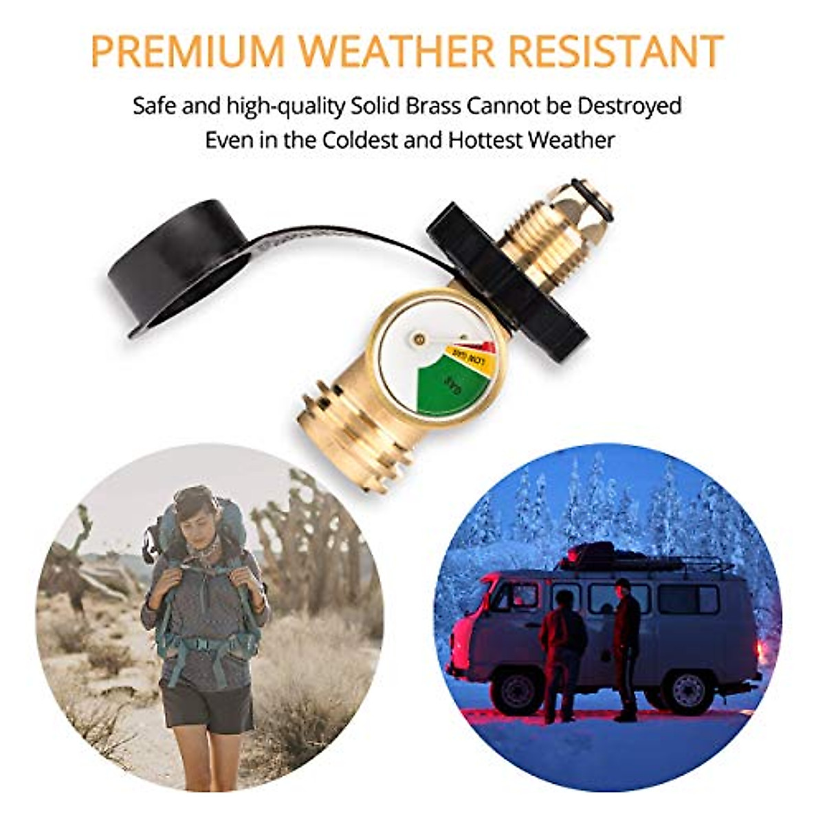 GASLAND Upgraded Propane Tank Gauge, Propane Adapter POL to QCC1/POL with Gauge, LP Gas Grill Valves Connector, Tank Leak Detector POL Convents Universal for Propane Cylinder, BBQ Gas Grill, Heater