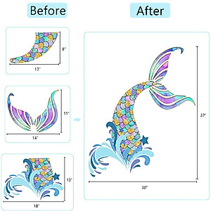 Mermaid Wall Decals, Ocean Creature Decoration Quotes Be a Mermaid and Make Waves Wall Stickers for Baby Room Girls Bedroom Nursery Bathroom Wall Decor