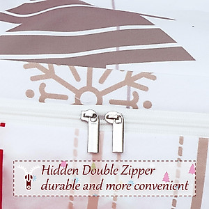 ASPMIZ 3 Piece Christmas Duvet Cover Queen Set - Soft Double Brushed Retro Christmas Tree Duvet Cover with Zipper Closure, Stripe Comforter Cover Set, 1 Duvet Cover 90 x 90 inches and 2 Pillow Shams