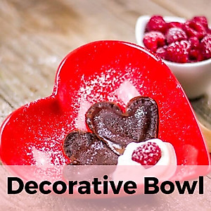 CTMRJ Red Heart Shaped Plastic Bowl for Salad Fruits Dessert Candy Treats Snacks Holder Household Rotating Pot Serving Dish, Multi-Purpose Deep Tableware Bowls for Home Kitchen Cooking Gift
