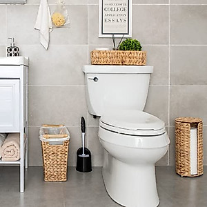 StorageWorks Wicker Waste Basket with Wooden Handles, Rectangular Hand Woven Office Waste Basket, 1 Pack