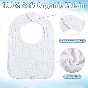 Tatuo 50 Pcs Muslin Baby Bibs Bulk Muslin Cotton Teething Bibs for Baby Boy Girls Burp Bibs with Snap, Baby Bandana Drool Bibs Absorbent Muslin Bibs for Newborn Infant Teething and Drooling, 6 Layers
