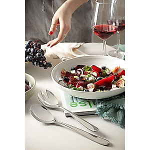 DANIALLI 45-Piece Silverware Set for 8 with Hostess Serving Utensils - 18/10 Stainless Steel, Modern Fidenza Flatware, Mirror-Polished, Dishwasher Safe (45-Piece Dining Set with 5-Piece Serving Set)