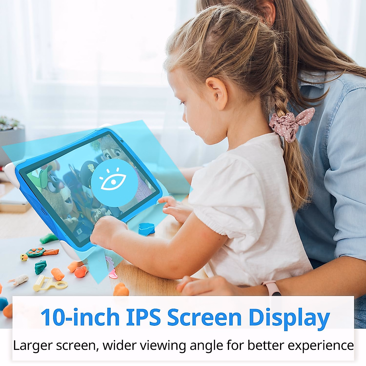 DOMATON Kids Tablet with Gamepad, 10 Inch Tablet for Kids, Android 12, Parental Control, Kid Contents Pre-Installed, 32GB(SD to 128GB), Case with Stand, Blue