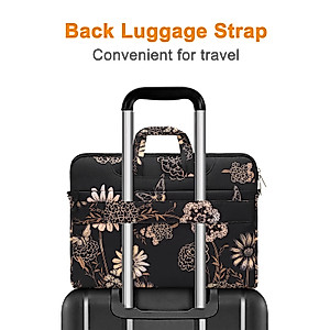 MOSISO Laptop Bag for Women, 15 inch Computer Bag Compatible with MacBook, HP, Dell, Lenovo, Asus, Notebook, 15.6 inch Laptop Shoulder Carrying Messenger Sleeve with Strap, Vintage Floral