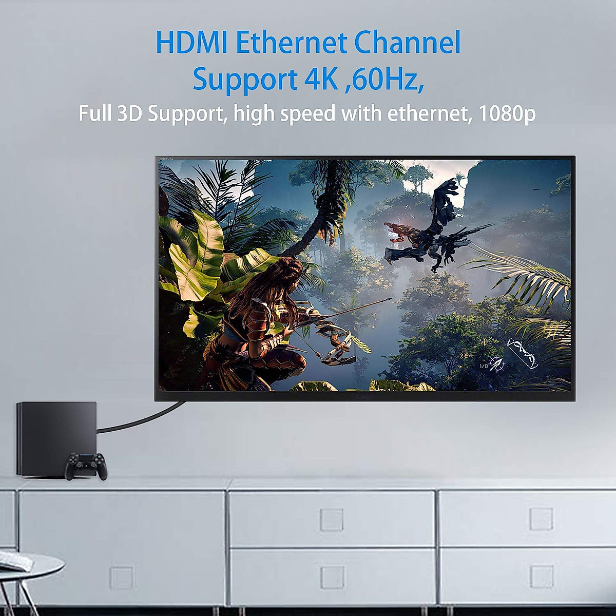 Duttek 4K HDMI Cable, HDMI to HDMI Cable, Extremely Thin Left Angled HDMI Male to Male Extender Cable for 3D and 4K Ultra HD TV Stick HDMI 2.0 Cord 0.15M/ 6 Inch