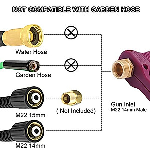 M MINGLE Short Pressure Washer Gun for Hot and Cold Water, High Replacement, 5 Spray Nozzle Tips, M22 Thread, 3600 PSI