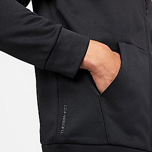 Nike Dry Men's Therma Full Zip Hoodie (as1, alpha, m, regular, regular, Black/Black/White)