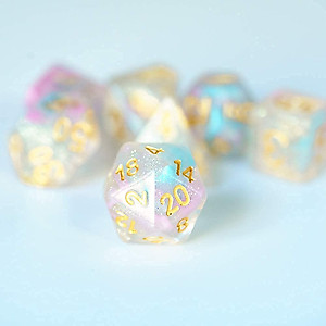 2 Pack (A Wooden Dice Set Box and A 7Pcs Resin DND Dice Set for Dungeons and Dragons)