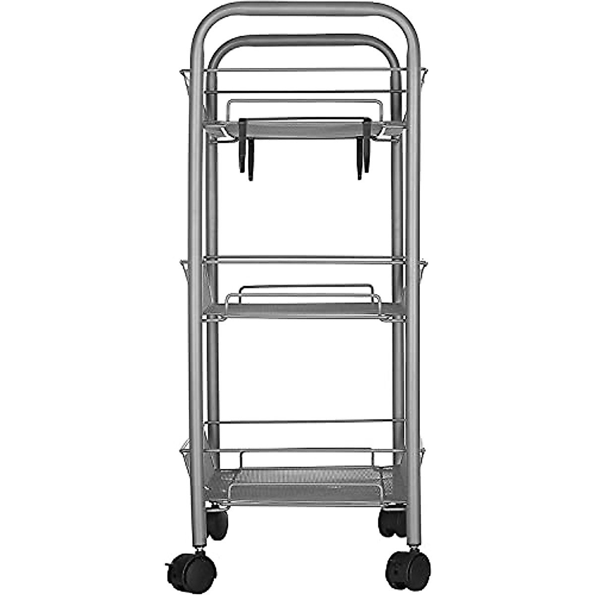 Urban Lifestyle 3 Tier Mesh All Purpose Utility Rolling Storage Cart, Silver