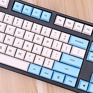 108 Keys PBT Keycap XDA Profile DYE-SUB Personalized Blue and White Keycaps Compatible with Filco/Ducky/Ikbc for Mechanical Gaming Keyboard