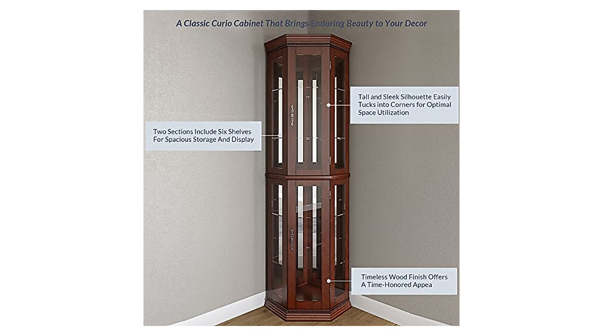 BELLEZE Lighted Corner Display Cabinet - Elegant Storage