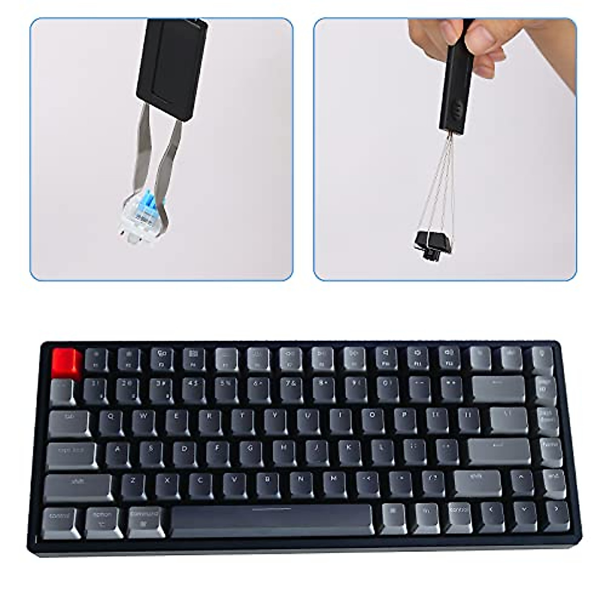 SAVITA 2 Pcs Keycap Puller Mechanical Switch Puller Stainless Steel Keyboard Remover with 2 Pcs Keyboard Brush Must-Have Tool for Mechanical Keyboard Clean, Fixing