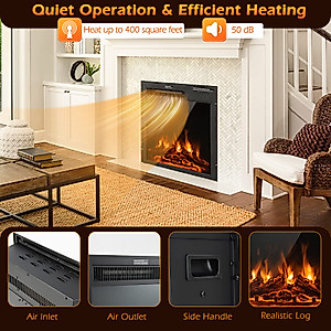 Tangkula 22.5 Inch Electric Fireplace, 5100 BTU Freestanding Electric Fireplace Heater with Remote Control, Adjustable Flame Brightness, Overheat Protection for Home, Hotel, ETL Certification