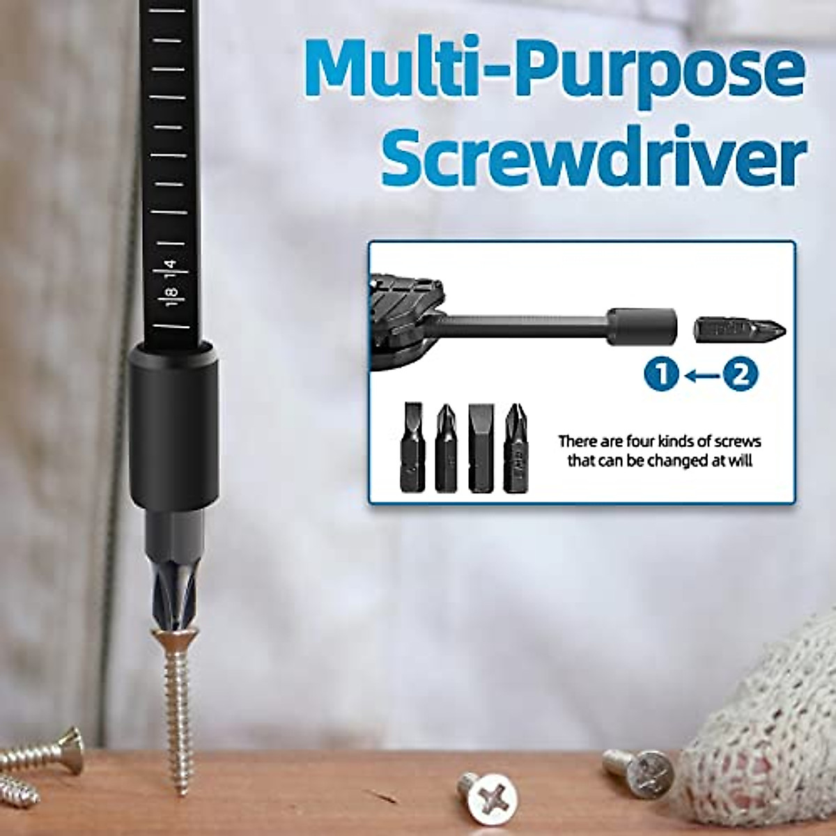 Pocket Knife, Christmas Stocking Stuffers 7 In 1 Multitool Stainless Steel Folding Knife with Screwdrivers Safety Lock Camping Accessories Survival Gear Gifts for Him Men Dad Husband Boyfriend (Black)