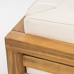 Christopher Knight Home Oana Outdoor Wooden Sectional Set with Cushions, 4-Pcs Set, Teak Finish / Beige