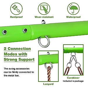 RedSwing Swing Seat for Kids Outdoor with 57-86" Rope, Kids Safety Playground Swing Seat Replacement, Belt Swing, Heavy Duty, with Large Swing Frame Set Backyard Swing and Seesaw， Green