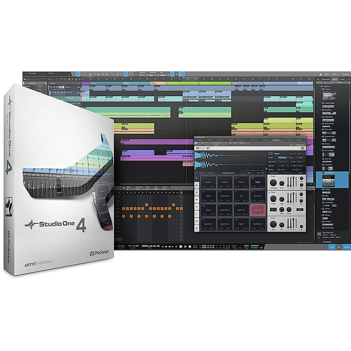 PreSonus AudioBox 96 Audio Interface (May Vary Blue or Black) Full Studio Bundle with Studio One Artist Software Pack, ATOM MIDI/Production Pad Controller, Eris 4.5 BT Pair 2-Way Bluetooth Monitors