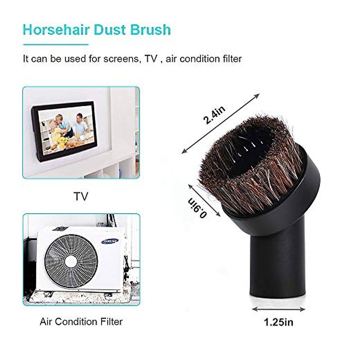 KEEPOW 1 1/4" Vacuum Attachments Accessories Cleaning Kit Hardwood Floor Dust Brush for 32mm (1 1/4 inch) Standard Hose, 7 Pcs