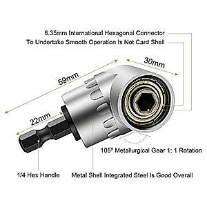 Newte Right Angle Drill Attachment, 4-in-1 Impact Drill Bit Extension, Joint Socket 1/4 3/8 1/2 In Hand Power Wrench Ratchet Drill Adapter/Extension Set Turns Power Drill Into High Speed Nut Driver