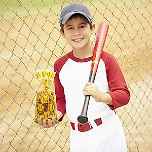 Softball Goodie Bags, 100 PCS Softball Snack Bags, Baseball Goodie Bags Softball Cellophane Bags Gift Treat Goody Cookie Snack Bags for Team Party Bags Favor Bulk Softball Theme Birthday Decoration
