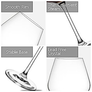 Swanfort Red Wine Glasses Set of 4, Extra Large Stemmed Wine Glasses 23 Oz, with Creative 2 in 1 Wine Stopper and Pourer, Burgundy Wine Glasses in Gift Box for Any Occasions