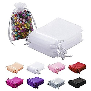 MAZYPO 100 PCS Organza Gift Bags 4x5 White Wedding Party Favor Bags Mesh Gift Bags, Jewelry Pouches for Party, Baby Shower, Christmas, Valentine's Day, Candy Favor Bags