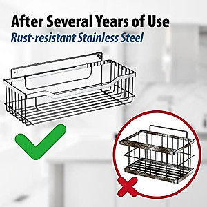 Temste Shower Caddy, Stainless Steel Bathroom Shower Organizer with Adhesive Hooks, Rustproof Shower Shelves for Inside Shower, Shower Storage for Bathroom, Shower Rack - 2 Pack