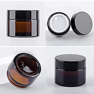 2PCS 120ML 4 oz Large Capacity Empty Refillable Brown Glass Face Cream Storage Packing Jar Pot Bottle With Black Cap For Cosmetic Make Up Sample Lip Balm Lotion Food Container