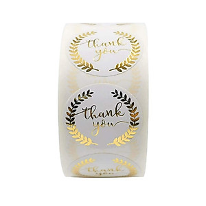Vxkbiixxcs-o Stickers, 500 Pieces/roll Twig Thank You Sticker Gold Foil Seal Label Wedding Party Stationery