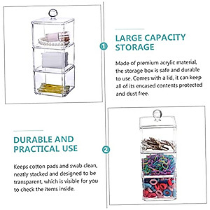 Beatifufu 1 Set Storage Box Makeup Container Storage Container with Lid Clear Container Q- Tip Holder Bathroom Vanity Jars Bathroom Jar Toothpick Organizer Makeup Cotton Box Cotton Pad Box