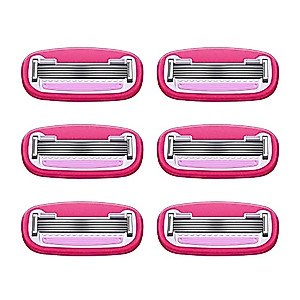 Amazon Basics Women's 5 Blade Razor Blades Refills, Fits Amazon Basics FITS System & Venus Handles, 6 Cartridges (Pack of 1)
