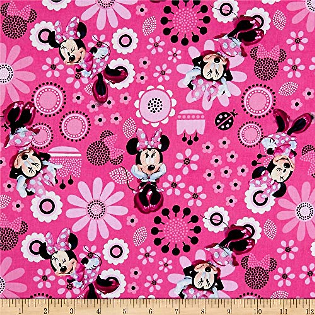 Springs Creative Products Disney Minnie Bowtique Cotton Minnie Allover Quilt Fabric, Pink, Quilt Fabric By The Yard