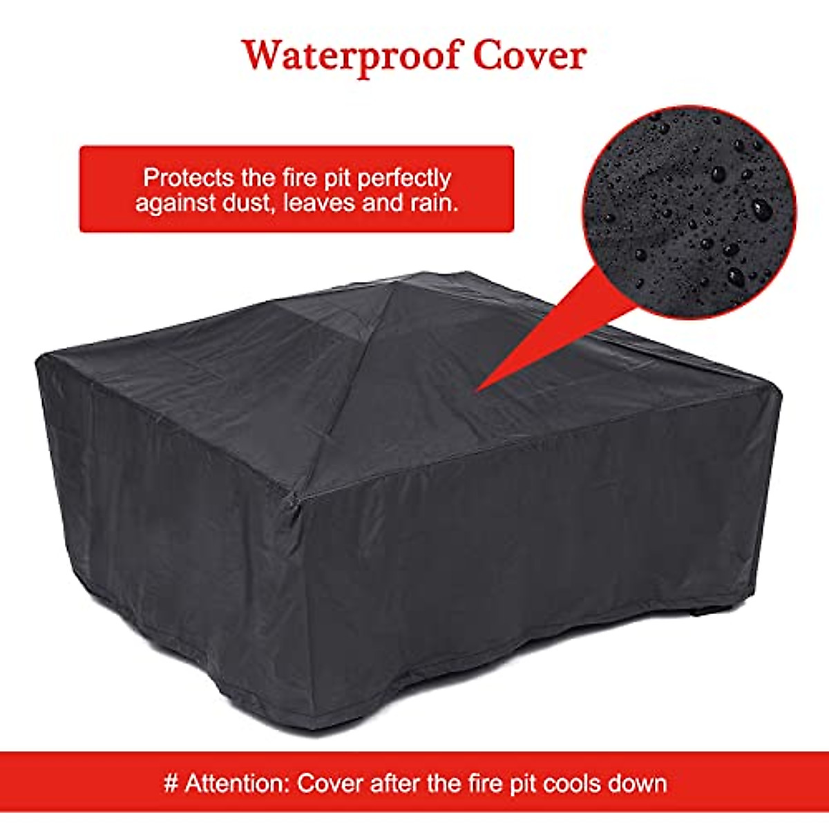 32 Inch Fire Pit Table for Outside Heavy Duty 3 in 1 Metal Square Firepit Table with Spark Screen Cover Log Grate and Poker for Outside Wood Burning and BBQ Drink Cooling