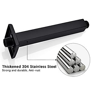 Anpean 8 Inch Square Ceiling Mounted Shower Arm and Flange, Matte Black