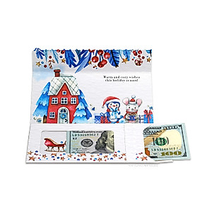ZipGifts Holiday Card | Zip-Open Money Holder w/Clear Plastic Window for Cash, Check, & Gift Card (Holiday | Warm & Cozy)