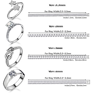 Hicarer Invisible Ring Size Adjusters Guard Ring Sizer Loose Ring Size Adjusters with Ring Sizer Measuring Tool Polishing Cloth for Man and Woman Rings, 69 Pieces (Transparent)