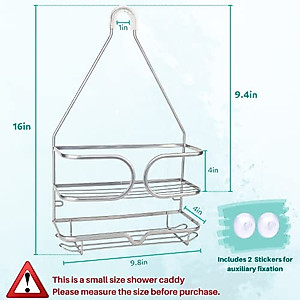KeFanta Shower Caddy over Shower Head, Hanging Shower Organizer, Silver Shampoo Holder for Bathroom, Shower Storage Rack