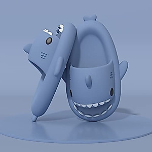 ChayChax Boys Girls Cloud Shark Slides Novelty Sandals Toddlers Cute Non-Slip Beach Pool Shower Slippers with Comfy Cushioned Thick Sole，Haze Blue，3-4 Big Kid