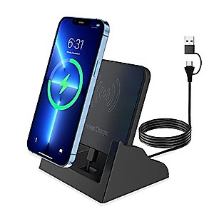 COO Wireless Charger 15W Max Fast Wireless Charging Stand, Wireless Phone Charger for iPhone 14/13/12/11/X/XS Max/XR/8, Samsung Galaxy S22/S21/S20/S10/S9/S8/Note 20/10/9 Wireless Charging Pad