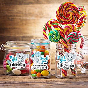 Cute Thank You for Celebrating with Us Blue Elephant Boy Thank You Stickers Labels,Elephant Party Sticker for Elephant Theme Boy Birthday Party Favor Label Decorations