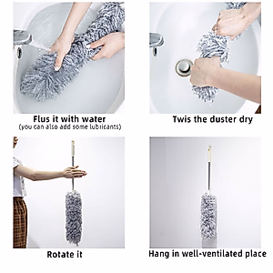 ZZ LAZYCOTTAGE Microfiber Duster with Extension Pole,Washable Bendable Head Ceiling Fan Duster,15-100 inch Wet or Dry Dust Collect Telescoping Dusters for Cleaning Ceiling Fan,High Ceiling,Furniture