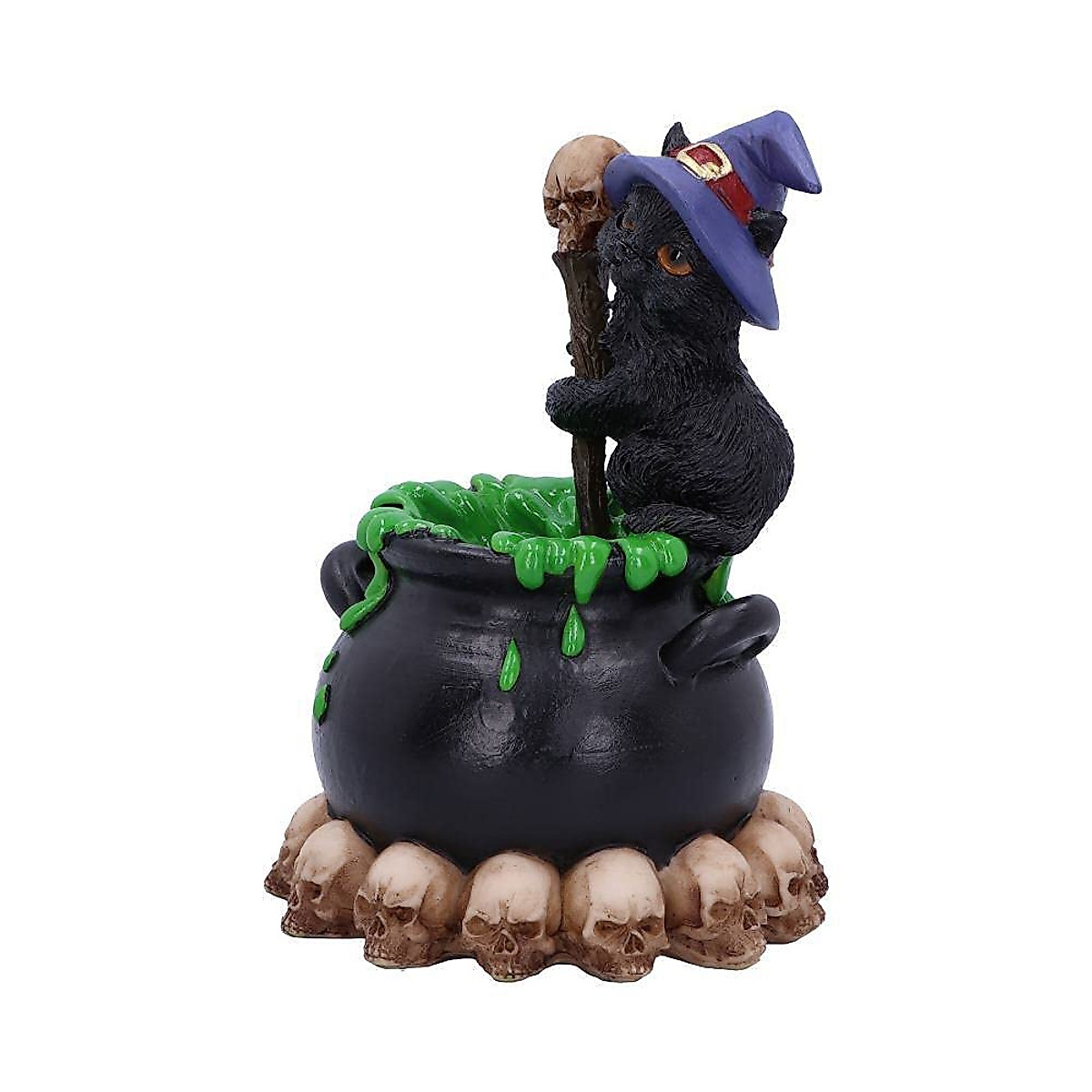 Nemesis Now Spook Witches Familiar Black Cat and Bubbling Cauldron Figurine,12cm