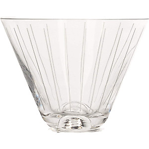 Mikasa 'Cheers' Stemless Martini Glasses/Martini Cocktail Glasses with Decorative Etching, Crystal Glass, Silver Effect, 400 ml, Set of 4