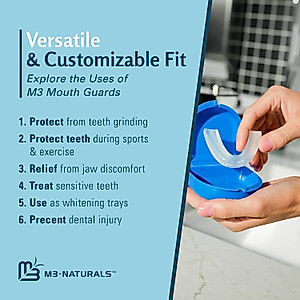 Mouth Guard for Grinding & Clenching Teeth BPA Free 4 Guards for Adults & Kids Dental Guards Bite Guards Night Guards for Teeth Grinding Teeth Grinding Mouth Guard for Sleep by M3 Naturals