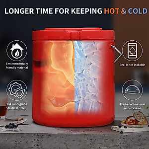 Plieren 5 Gallon Insulated Soup Container Commercial Food Warmer for Hot or Cold Food, 21QT Hot Box for Catering, Food Cooler with 4 Buckles, Handles, Spoon, Soup Carrier for Restaurant, Canteen,Home